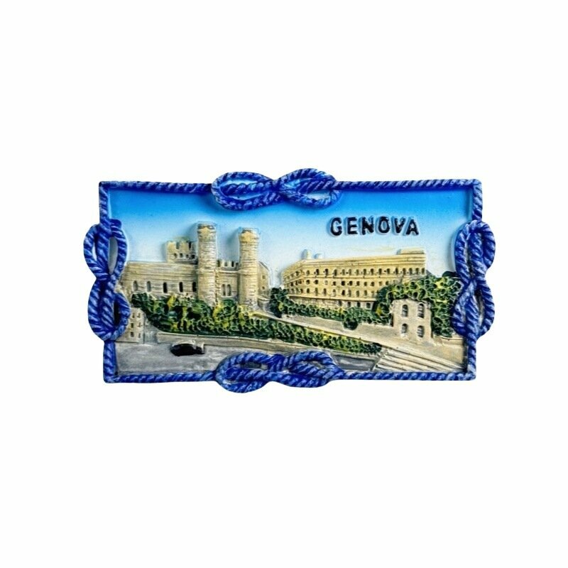 Магнит на холодильник "Генуя, Италия", декоративный 3D-магнит из смолы с изображением замка и городского пейзажа, сувенирный магнит на холодильник для кухни, офиса, шкафчика и домашнего декора, 9,6 x 5,2 см
