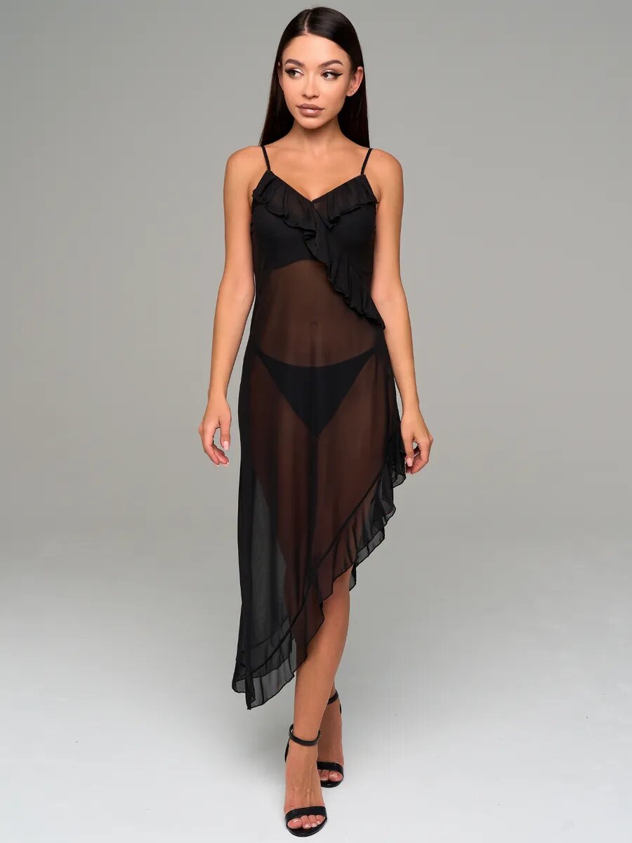 Пеньюар длинный комплект со стрингами