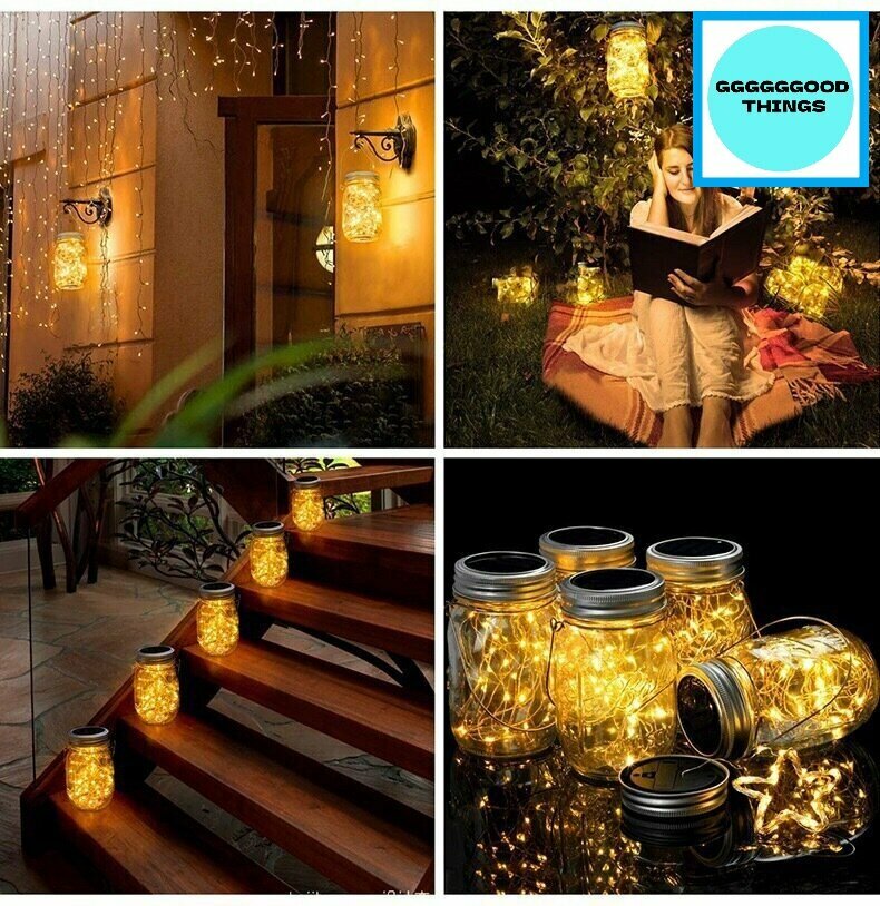 Сказочный солнечный фонарь в стеклянной банке Mason Jar с креккель - эффектом
