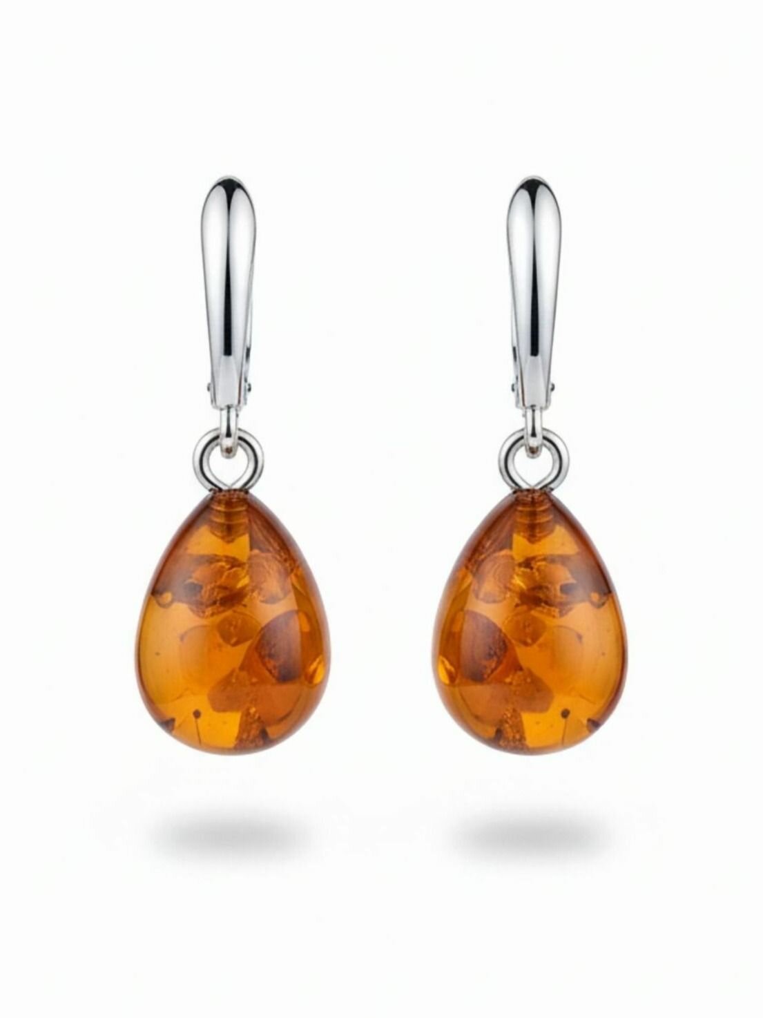 Серьги с подвесками, янтарь прессованный