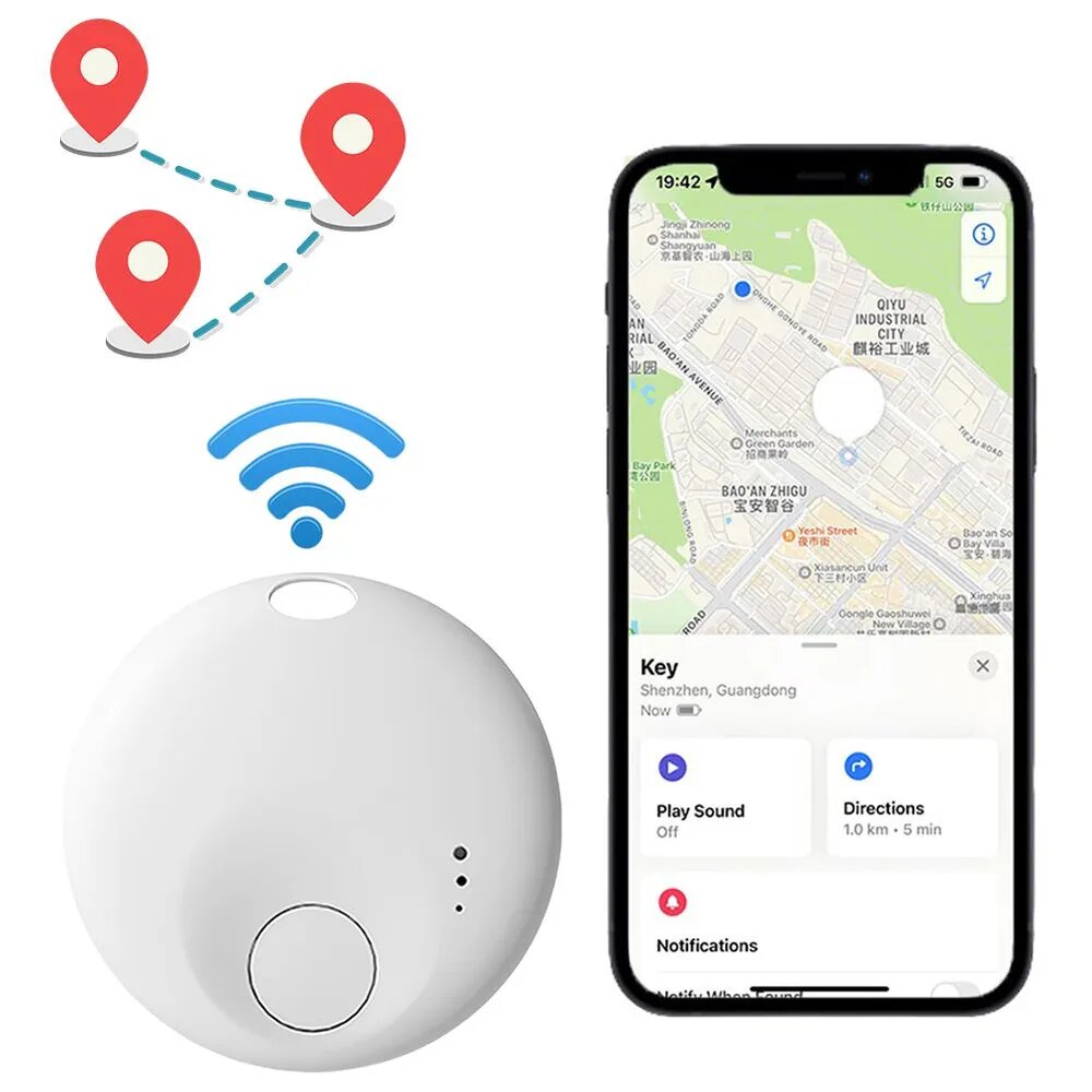 Мини GPS трекер Bluetooth для Android Умный локатор ключей и домашних животных