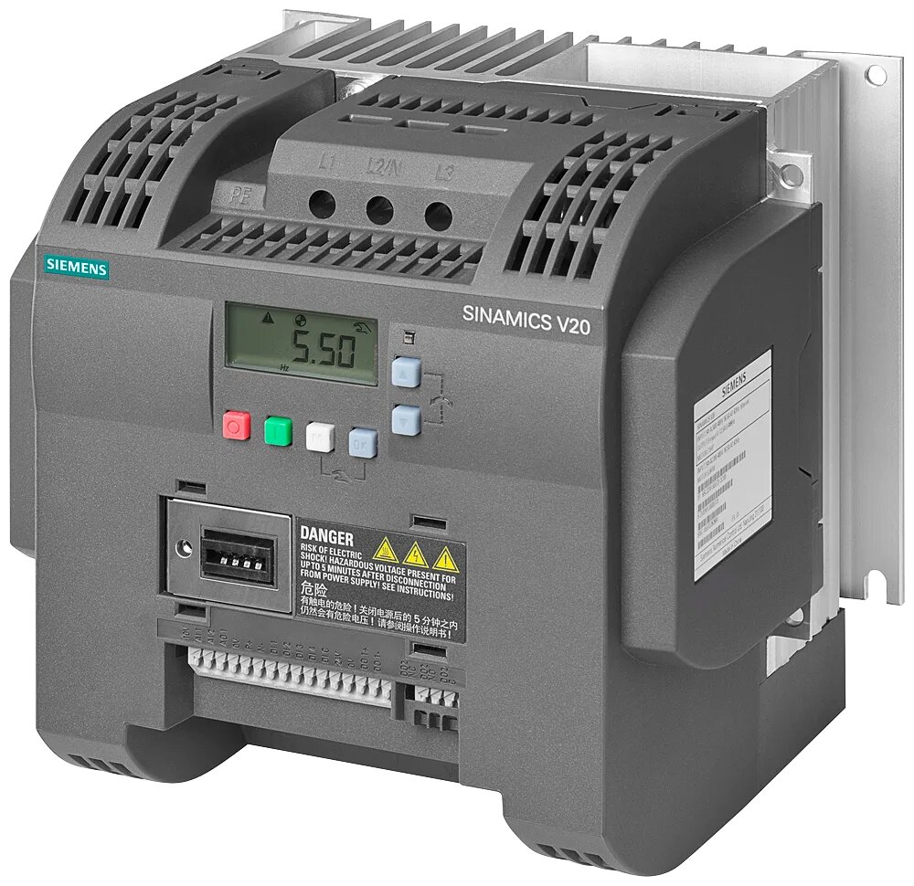 Преобразователь частоты SINAMICS V20 3AC380-480В -10/+10% 47-63Гц 5,5 кВт, SIEMENS, 6SL32105BE255CV0, 6SL3210-5BE25-5CV0