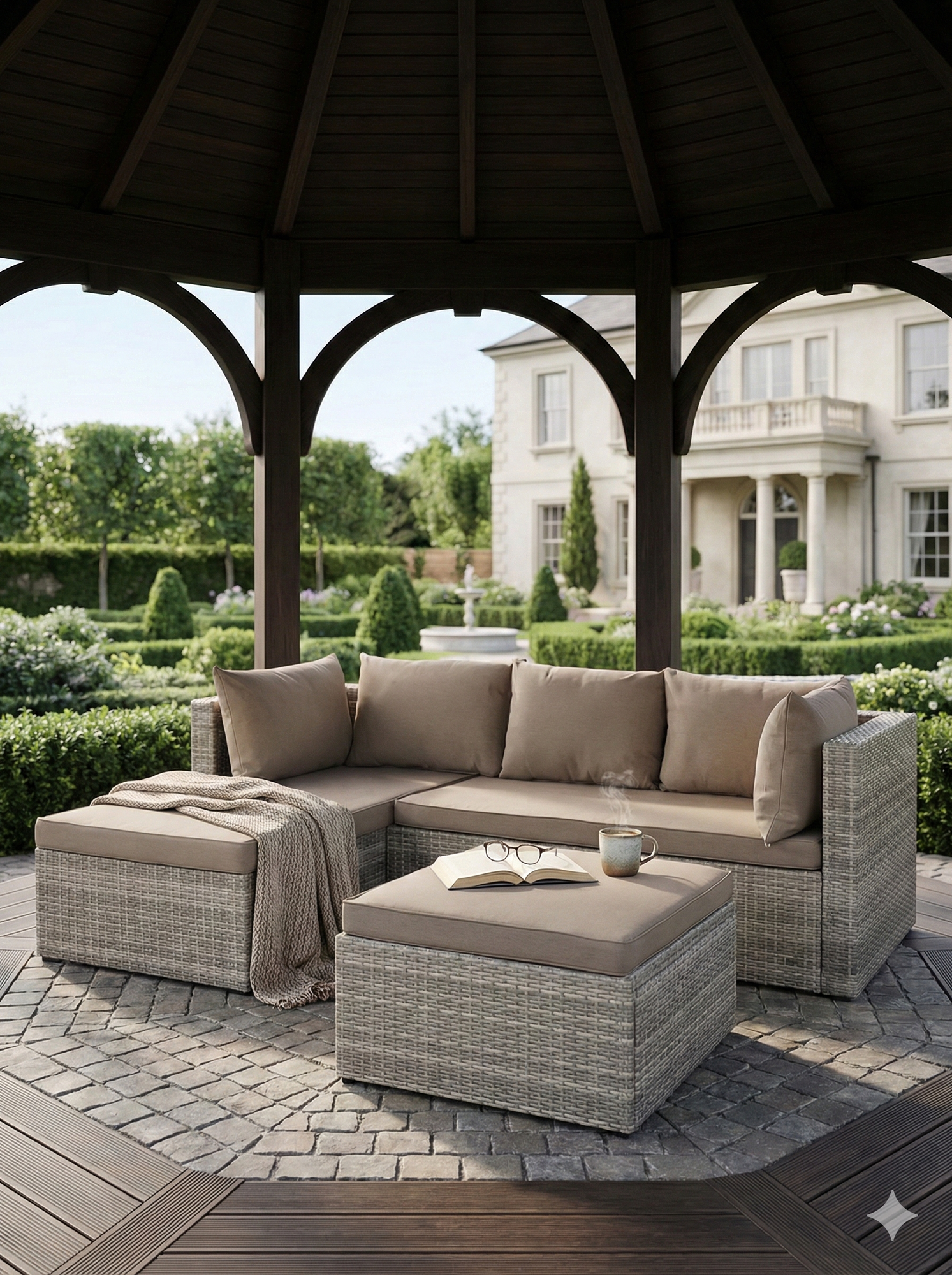 Комплект мебели из искусственного ротанга Гардини (Gardini), серый меланж