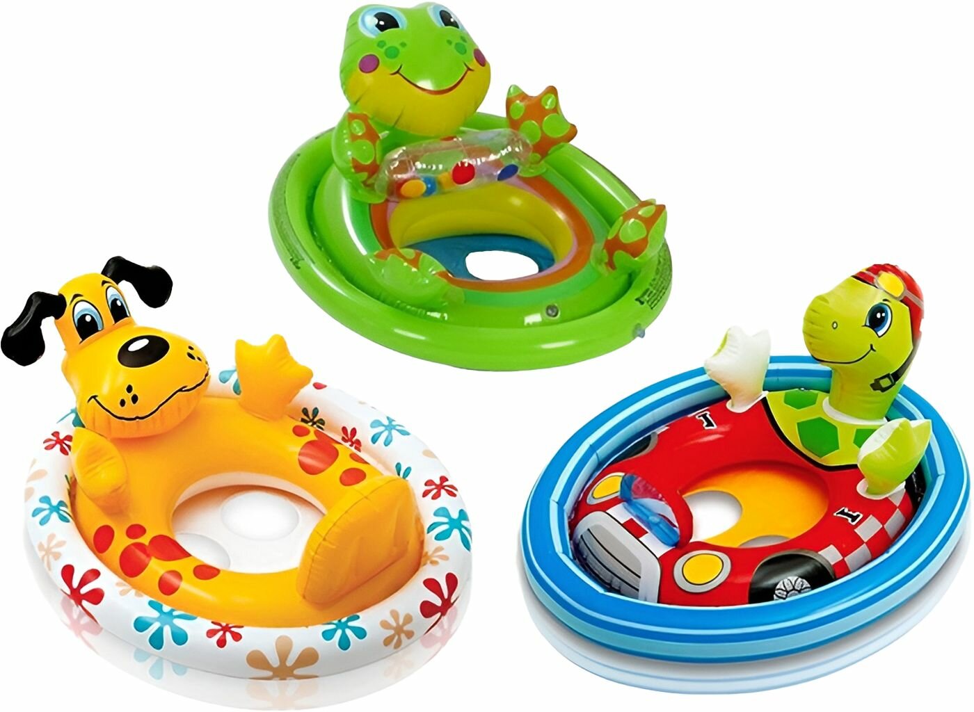 Детский надувной круг INTEX с сиденьем, для плавания и купания на море и в бассейне, плавательный круг для детей 3-5 лет, 77 х 58 см.