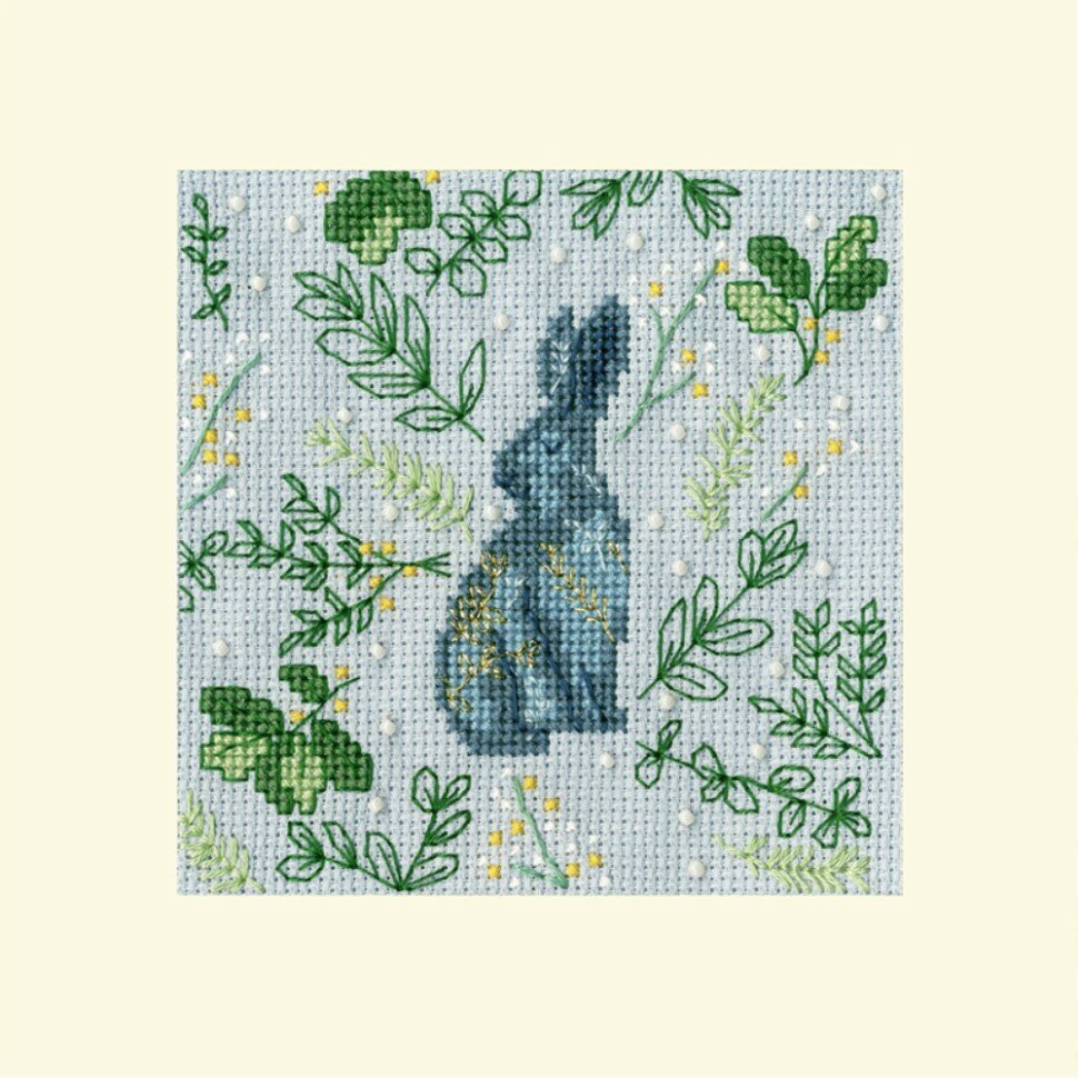 Набор для вышивания Bothy Threads #XMAS61 Scandi Hare (Скандийский заяц), Счетный крест, 10 х 10 см