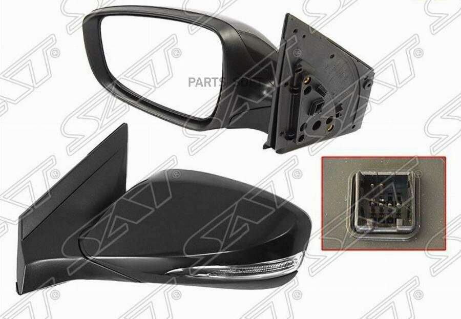 Зеркало Hyundai Solaris 10-17 / Accent 11-17 (Слева/ Обогрев/ Повторитель поворота/ 6 контактов) SAT ST-HNS1-940-B2 | цена за 1 шт