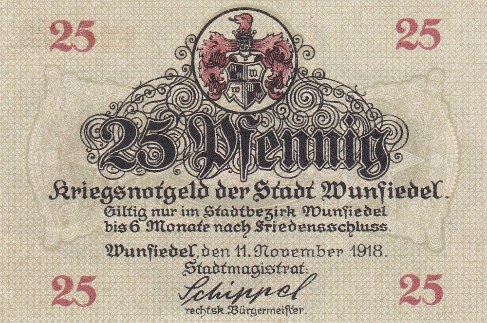 Германия (Германская Империя) Вунзидель 25 пфеннигов 1918 г. (№2)