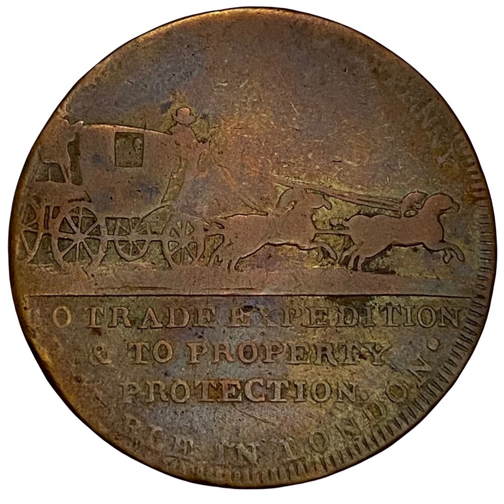 Великобритания, Миддлсекс токен 1/2 пенни 1797 г. (Почтовая служба Пальмера)