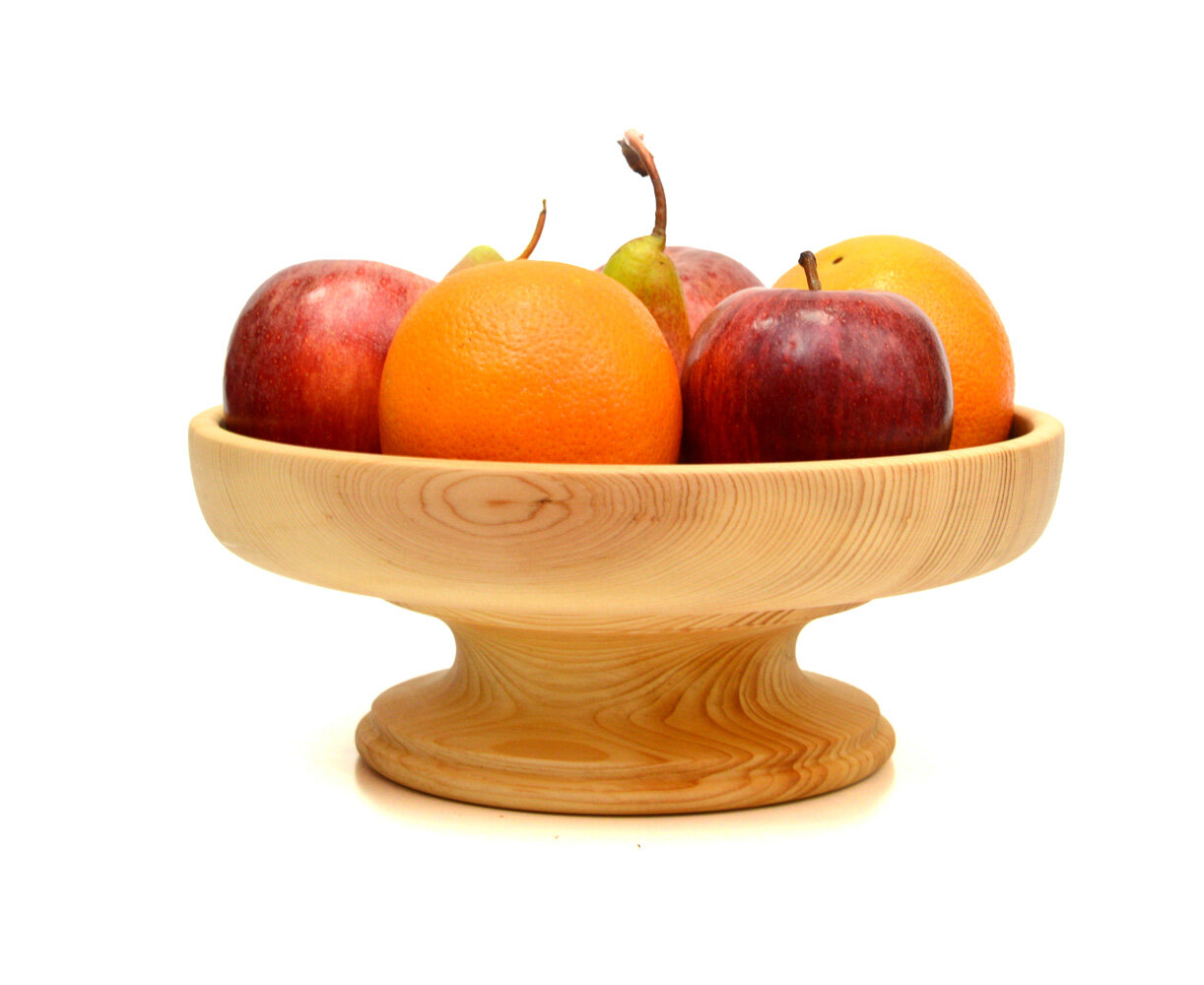 Фруктовница деревянная на ножке, ваза для фруктов, диаметр 24 см