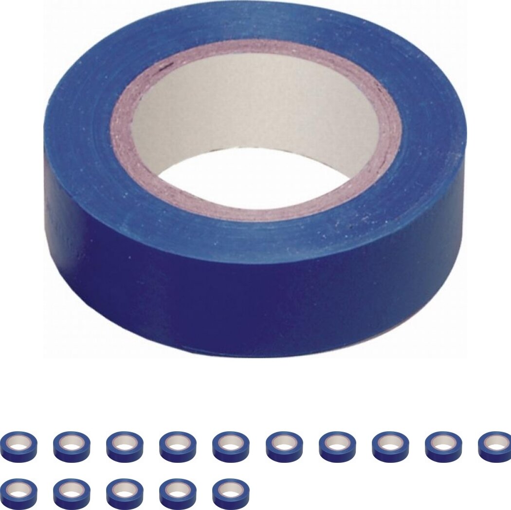 Изолента ПВХ IEK 15 мм 10 метров синяя (комплект из 15 шт.)