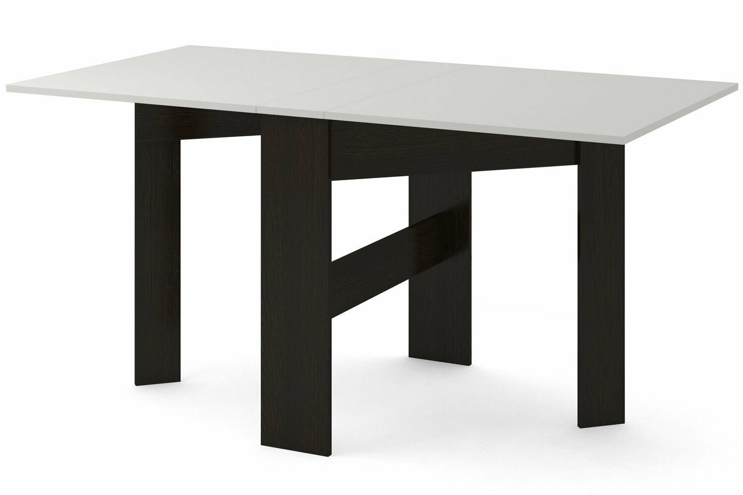 Стол-книжка №2 обеденный, венге цаво/белый гладкий, современный стиль