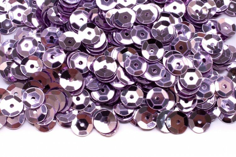 Пайетки круглые 6мм чашечка, цвет сиреневый, 1022-047, 20г