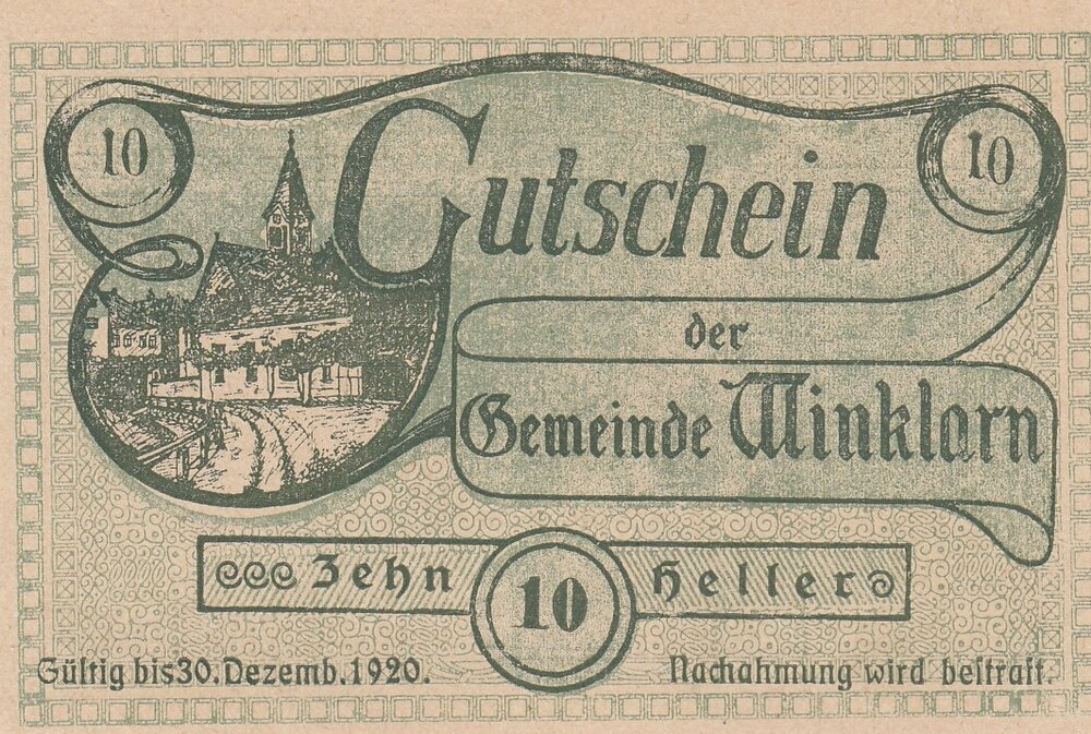 Австрия, Винкларн 10 геллеров 1920 г.