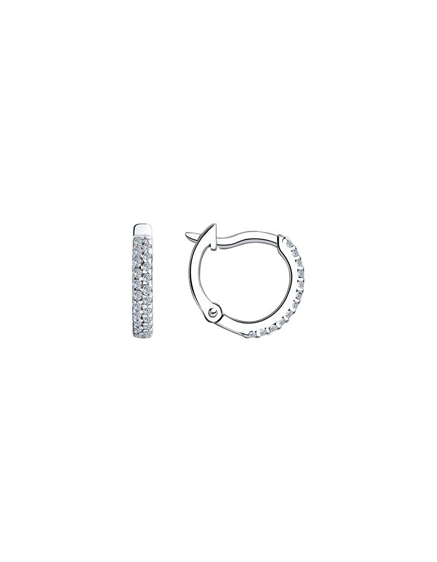 Серьги конго, серебро, 925 проба, родирование, фианит