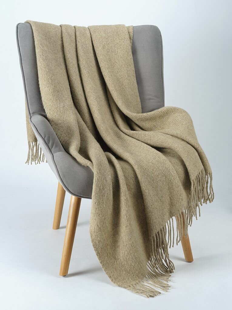 Плед индийский 1,5 спальный PS-42 150х200 на на кровать, диван, кресло, 100% овечья шерсть