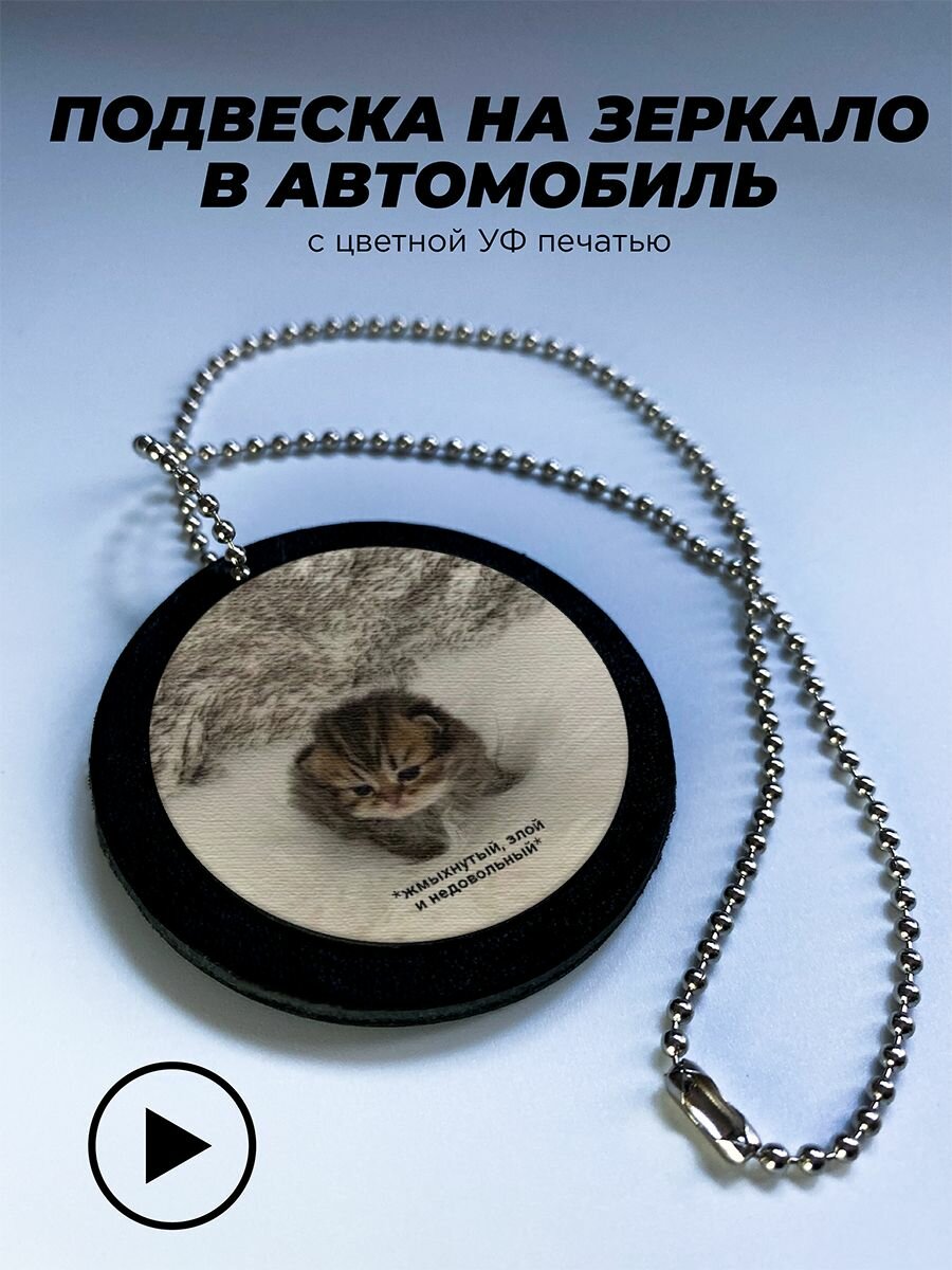 Подвеска в машину на зеркало, подвеска автомобильная, Котенок злой и недовольный