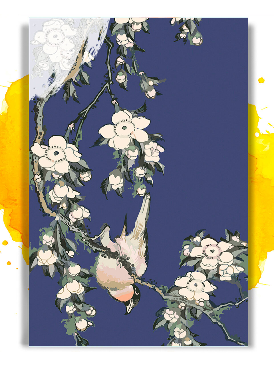 Картина по номерам на холсте Сакура и птица, 40 х 60 см