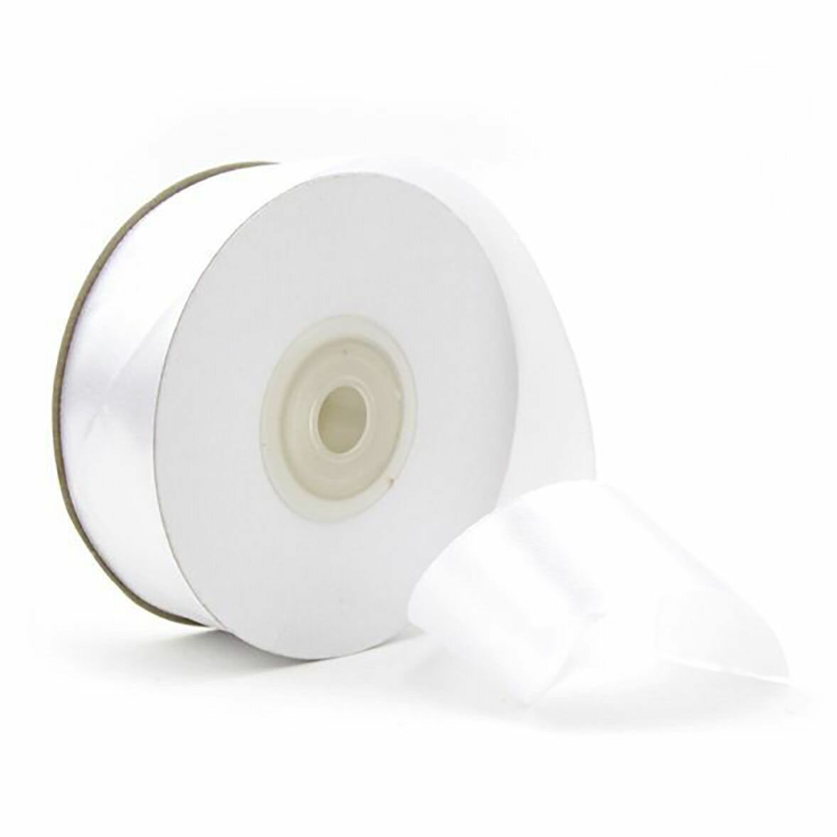 Лента декоративная Атлас Белый / 2,5 см * 22,85 м / Браво