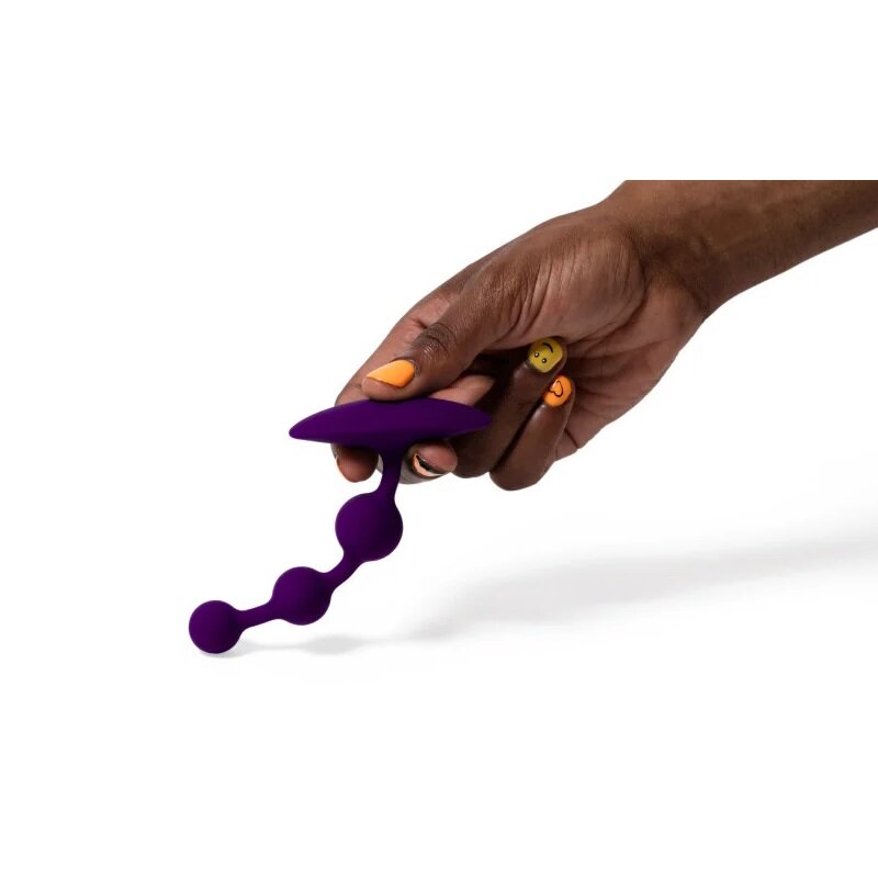 Анальная цепочка Romp Amp, без вибрации, бархатистая, 3 шарика, темно-фиолетовая