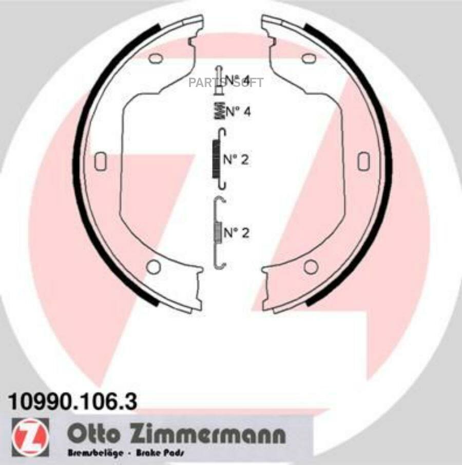 ZIMMERMANN 10990.106.3 колодки ручника BMW E60/E61/E65/E66/F01/F02/F03/F04/E53/E83/E70/E71 01-