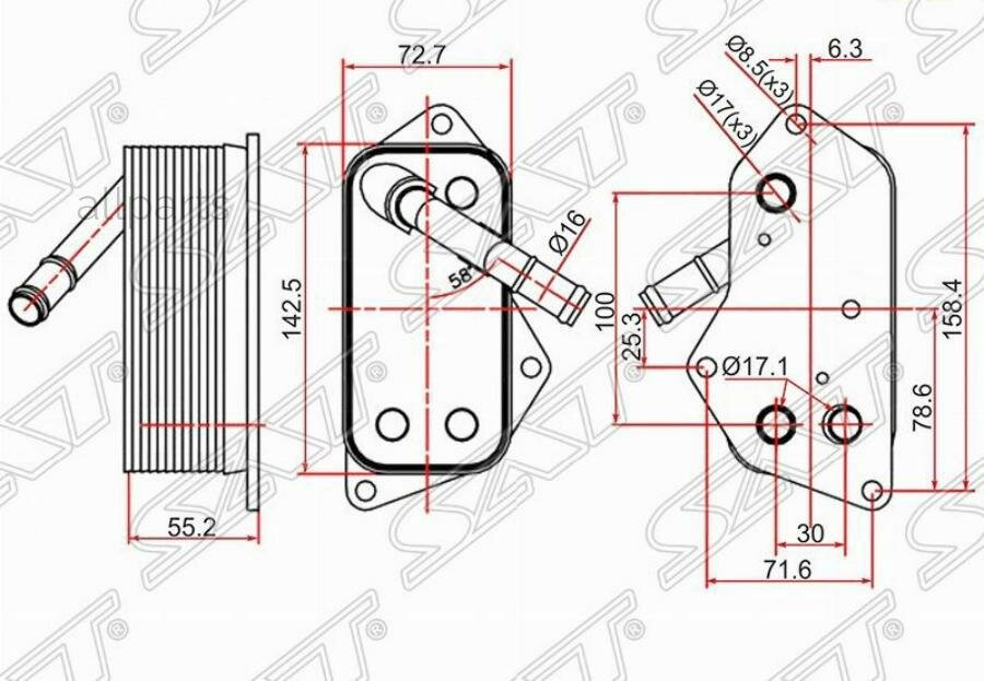SAT ST-11427525333 Радиатор масляный BMW 1-Series 04-19 / 3-Series 05-19
