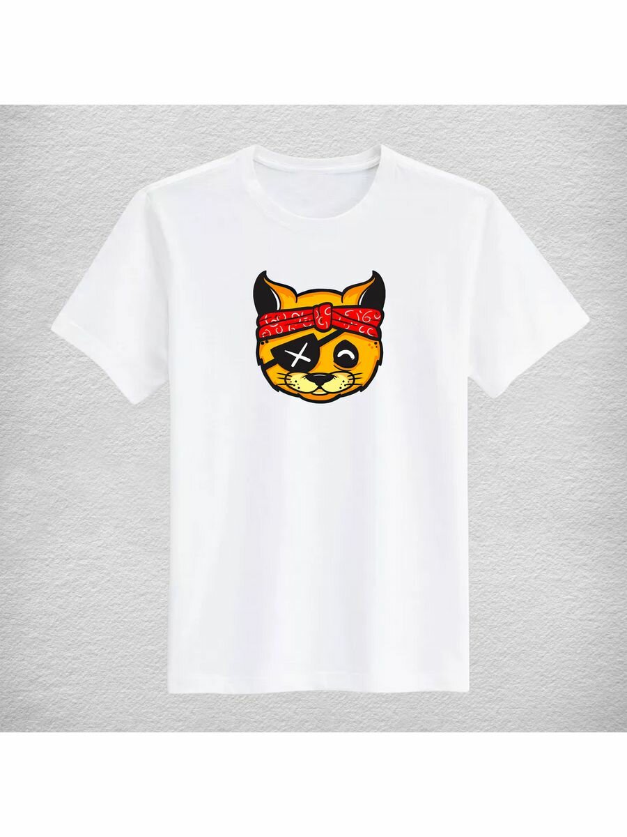 Футболка кот рыжий пират