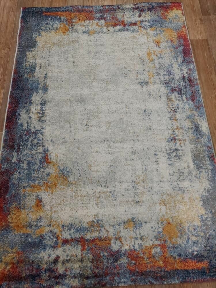 Ковер Модерн КРС Престиж Eva BTS B132A , цвет Серый; Желтый, из нитей Фризе, основа джут, размер 0,8 м на 1,5 м, вес 4,485 кг