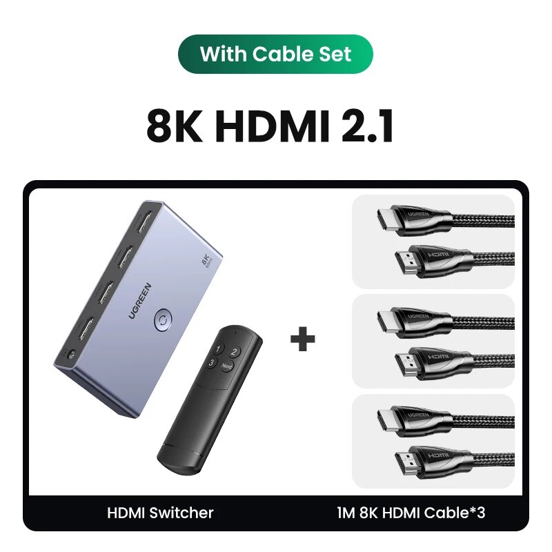 UGREEN HDMI разветвитель CM561/217 Switch with 3 Cables