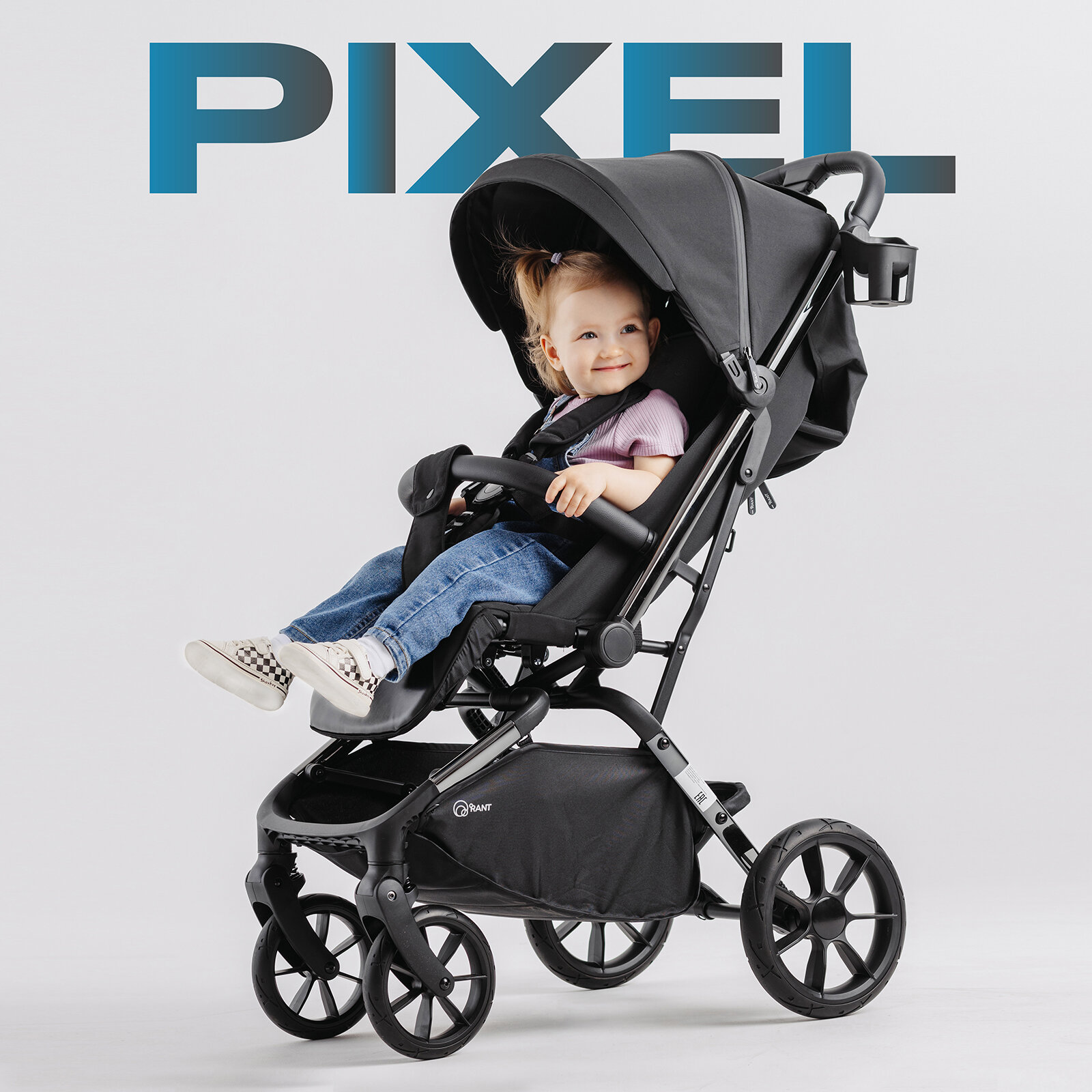 Коляска детская с автосложением RANT "PIXEL" RA401 Midnight Black