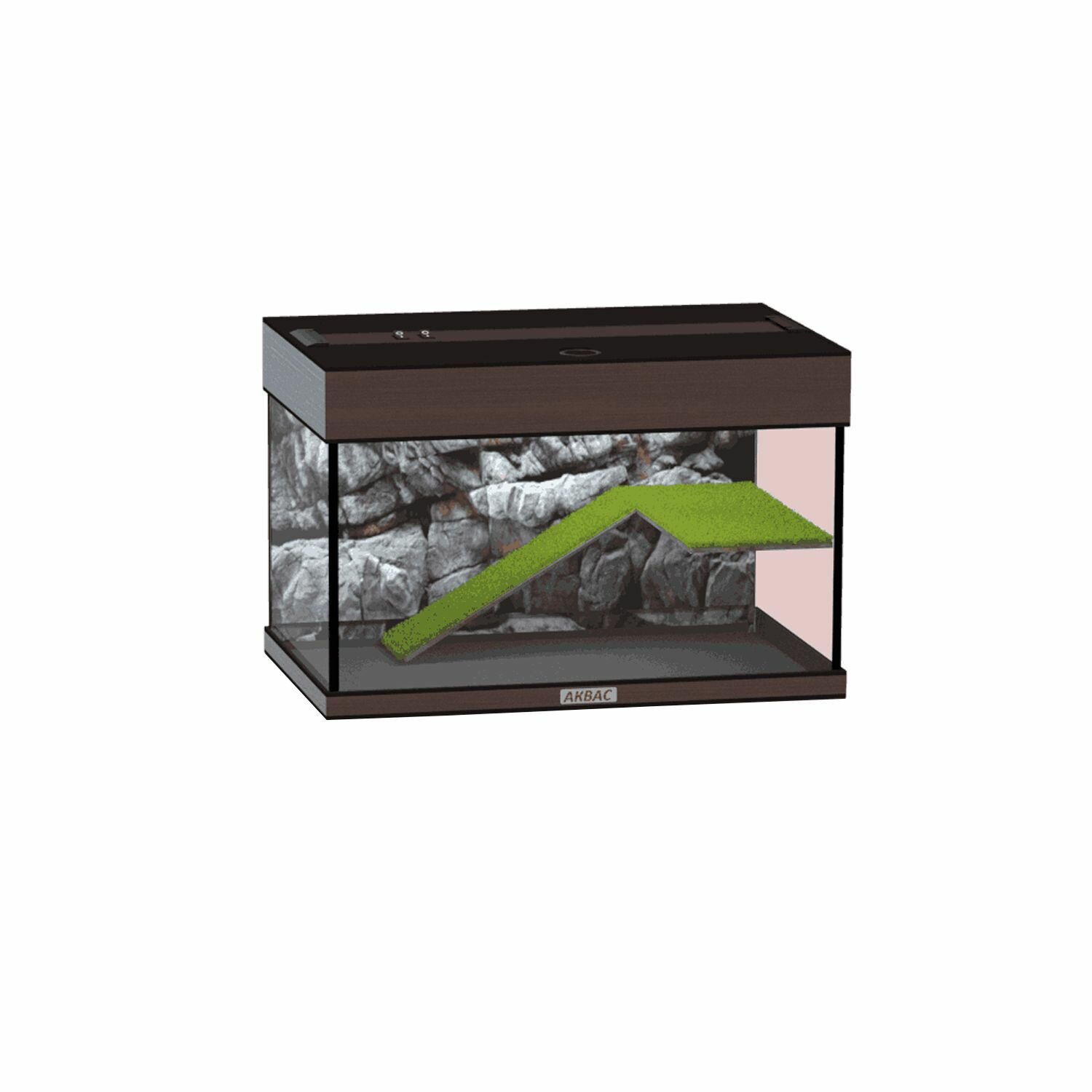 Аквариум для красноухой черепахи 60 литров с освещением и крышкой (56*36*37 см) Аквас