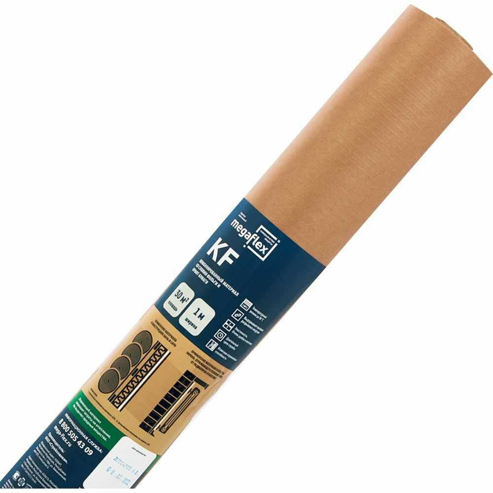 Megaflex Фольга для бани, сауны KF на крафт бумаге 1м30м KF ( 30м2) FOIKF.100.30