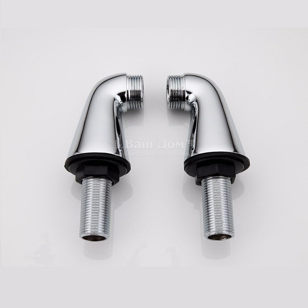 Адаптер для вертикального крепежа смесителя на борт ванны (пара), 1/2нар*3/4нар, латунь, хром, FRAP. F70-3