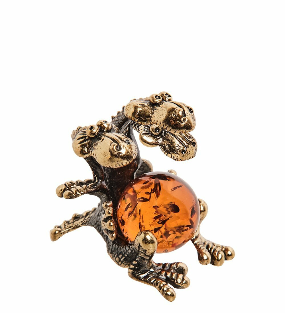 Фигурка 'Змей Горыныч' (латунь, янтарь)