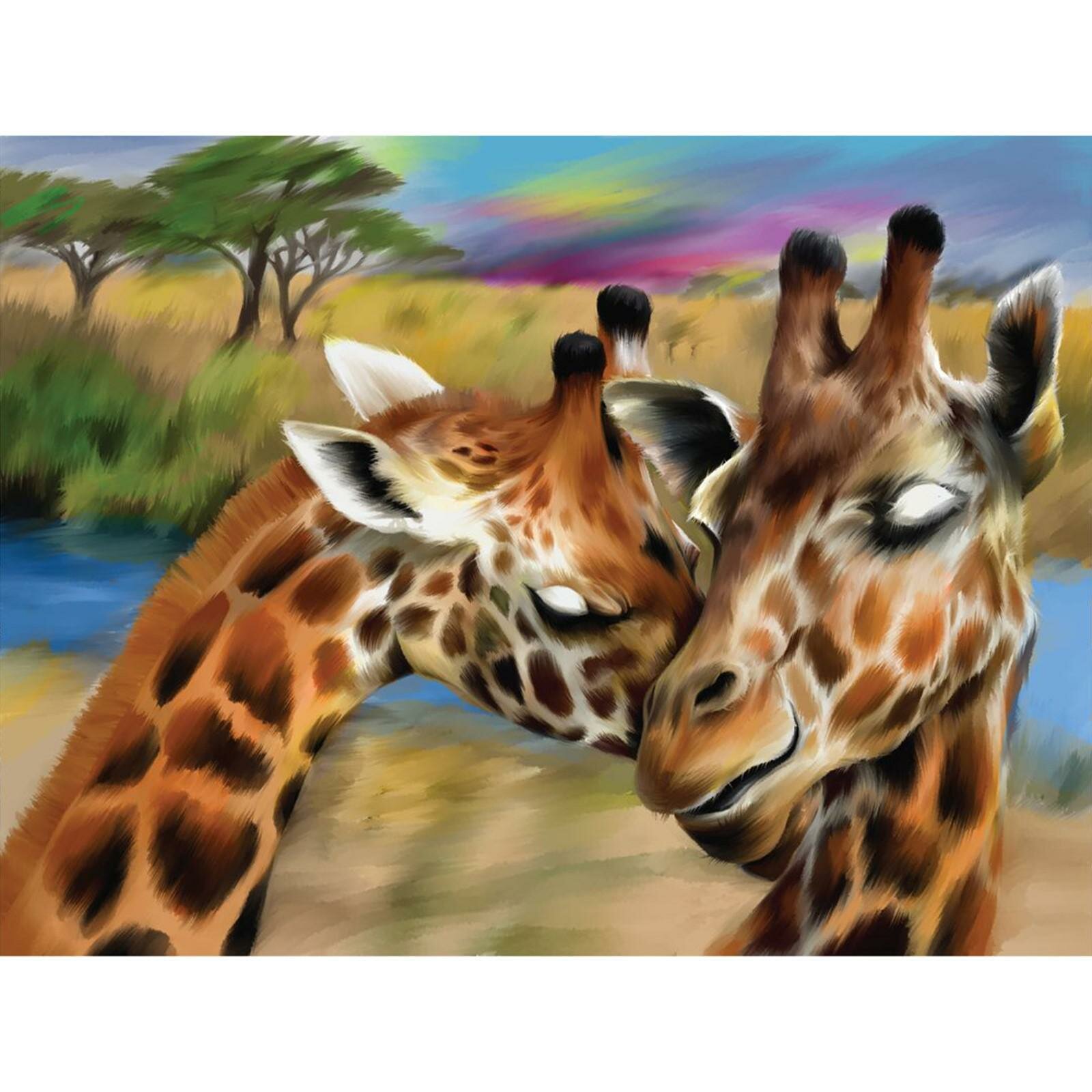 Школа талантов. Алмазная вышивка 30х40 см арт.5361597 "Жирафы" с полным заполнением (холст)