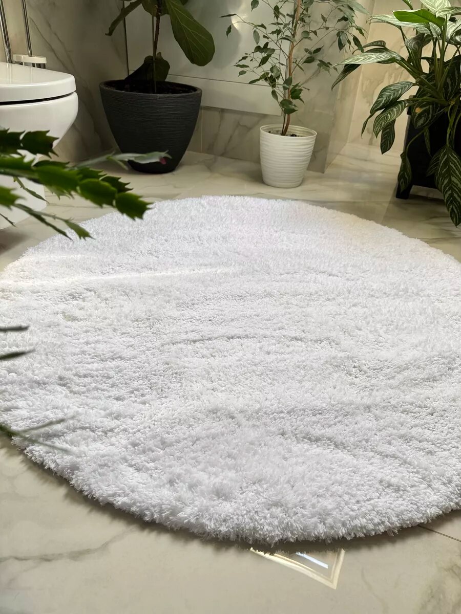 Коврик для ванной Natali's Carpets, круглый, 100x100см, белый, микрофибра