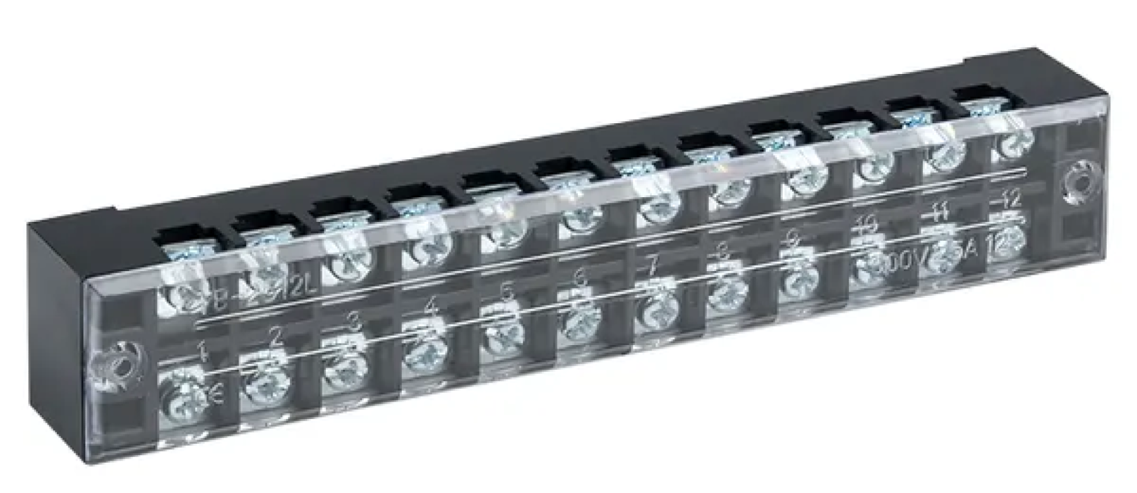 Блок зажимов EKF / ЕКФ PROxima TB-2512 колодка клеммная в корпусе из термопласта черная, сечение 2.5мм2, 25А, 660В, 12 пар контактов / электрика