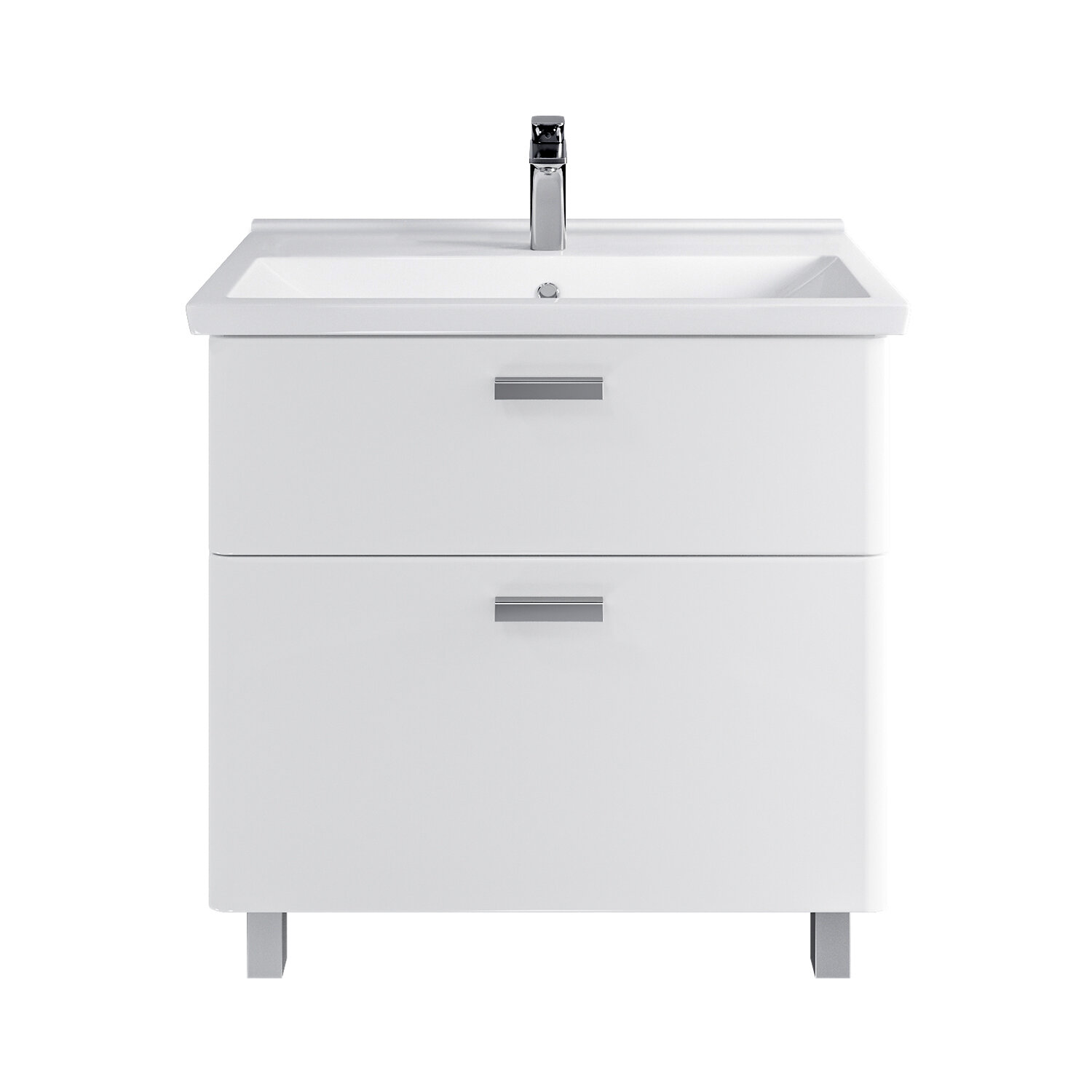 Тумба напольная SanStar Gretta 80 с раковиной Фест 80 (комплект) для ванной комнаты, белая