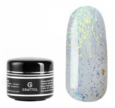 Гель для наращивания ногтей с блестками - Grattol Gel Murano 02, 15 мл