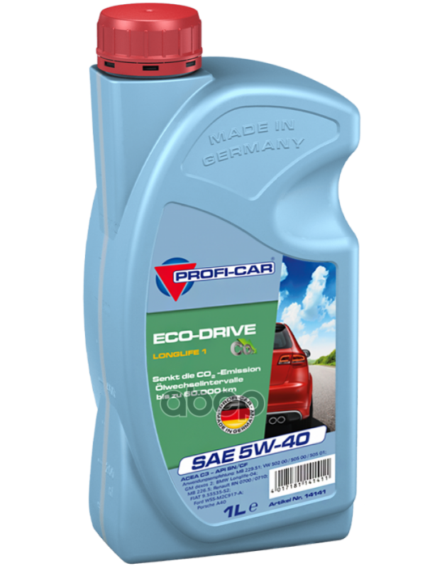 PROF 5W40 (1L) ECO-DRIVE LONGLIFE I масло мотор! синтAPI SN/CF, ACEA C3, MB 229.51,226.5, dex2, LL-04 PROFI-CAR арт. 14141