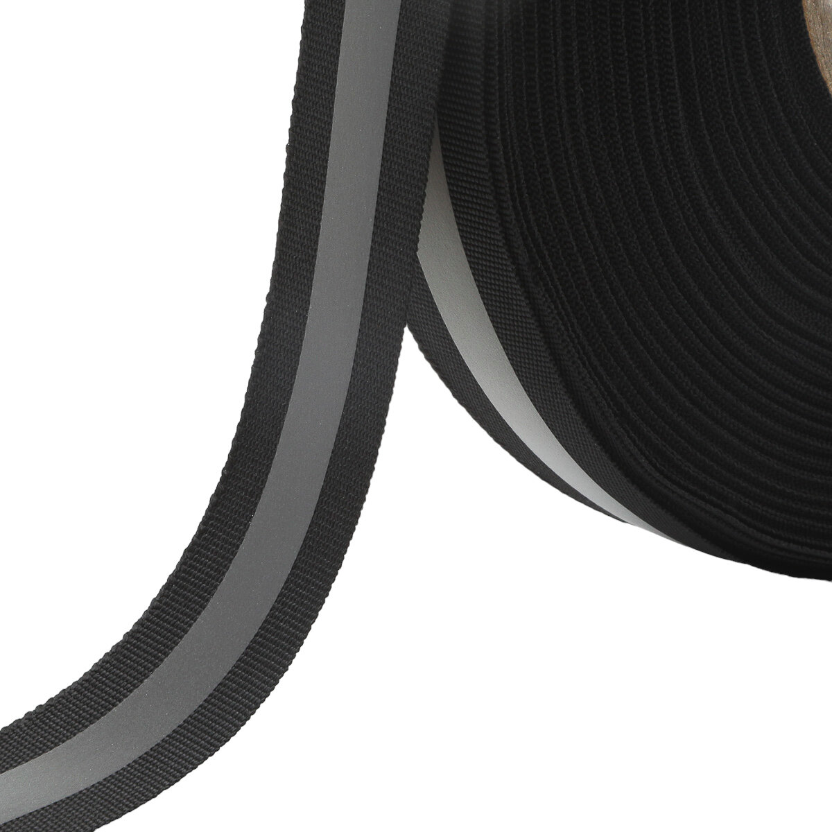 TBY. SV. ST25 Стропа светоотражающая, отражение R200-280, 25мм*50м (черный)