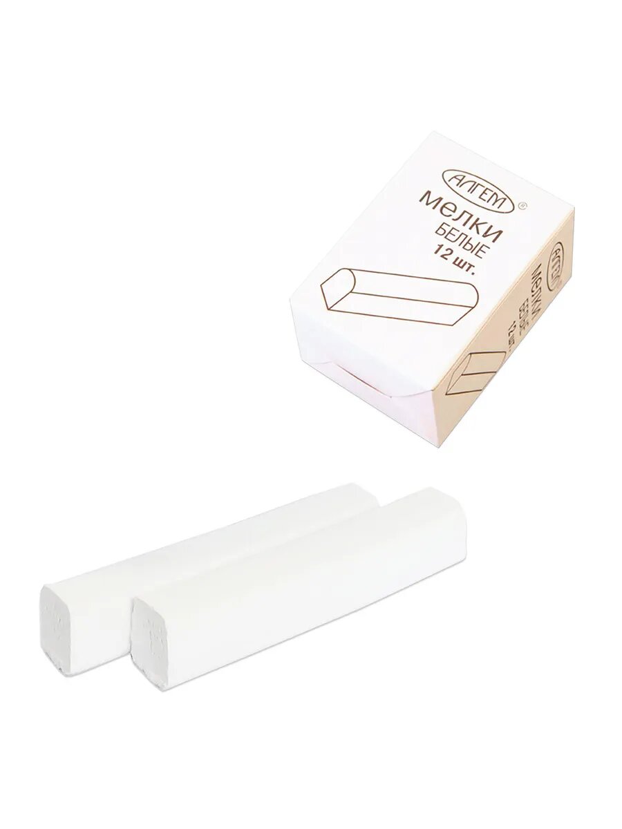 Мел белый квадратный 12 штук