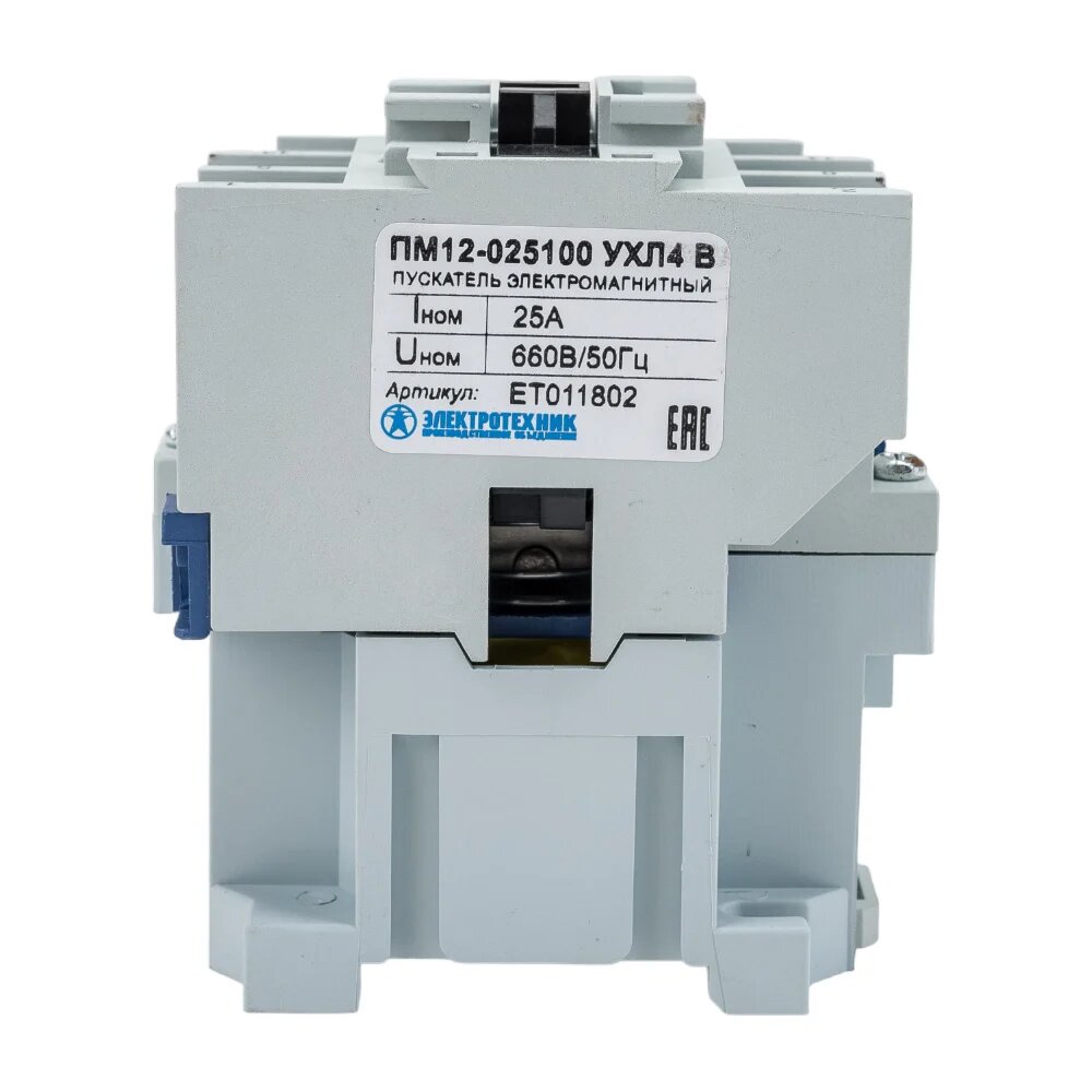 Электромагнитный пускатель Электротехник ПМ12-025100 УХЛ4 В, 220В/50Гц, 1з, 25А, нереверсивный, без реле