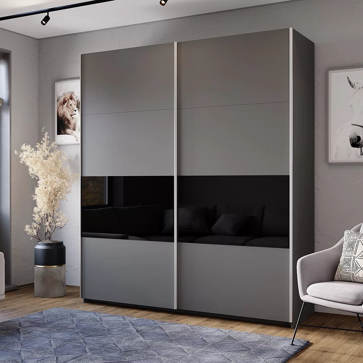 Шкаф-купе «Харви» ШКК-10 с раздвижными дверями, графит (2000х650х2300)