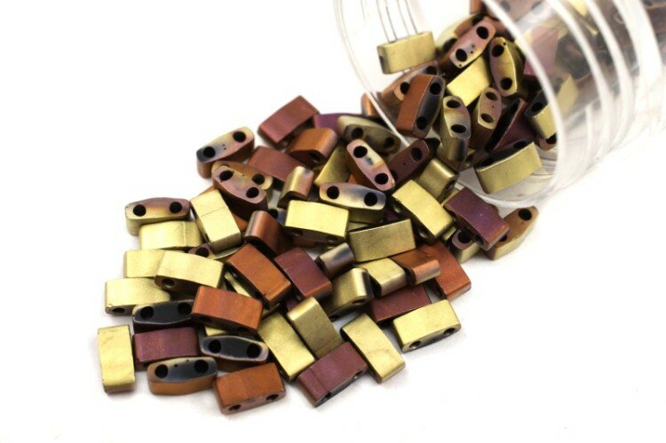 Бисер японский MIYUKI Half TILA #55046 Black California Gold Rush Matted, матовый непрозрачный, 5 грамм