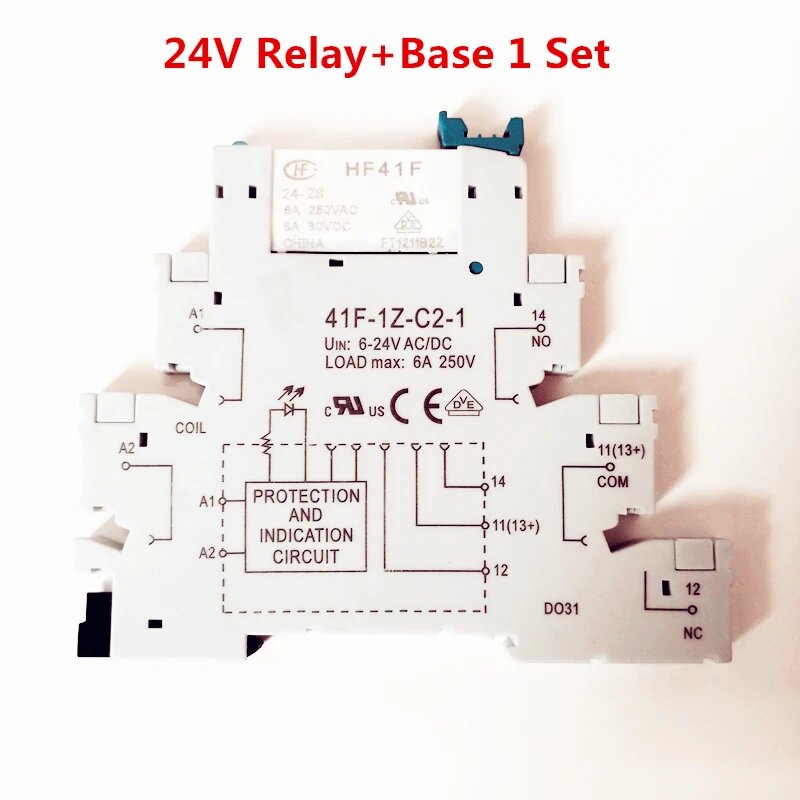 Реле 24V HF41F 41F-1Z-C2-1 с базой 1Set