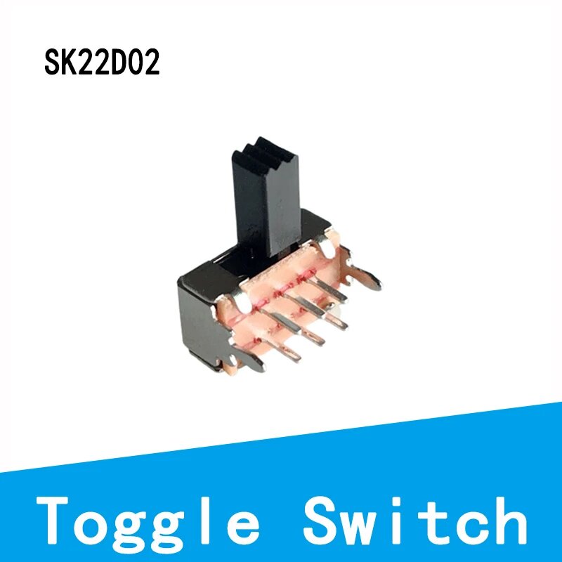 20 шт./лот SK22D02 Длина ручки 5 мм Переключатель фотоэлементов 6 контактов 2P2T горизонтальный двойной переключатель слайдов
