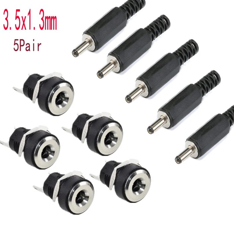 10 шт. разъем постоянного тока 5,5x2,1 мм 3,5x1,3 мм, вилка питания постоянного тока, штекер, гнездо, гайка, монтаж на панели, разъемы адаптера питания постоянного тока 5,5*2,1