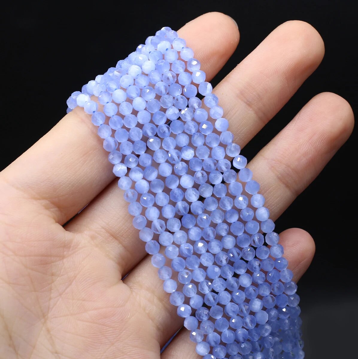 Натуральный шпинель бусины круглые 3 мм Синий, style 10