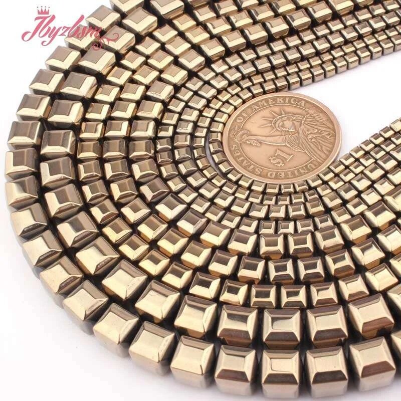 Граненая бусина из гематита jbyzbsm 3/4/6/8 мм 6mm approx 65-68pcs, Light Gold