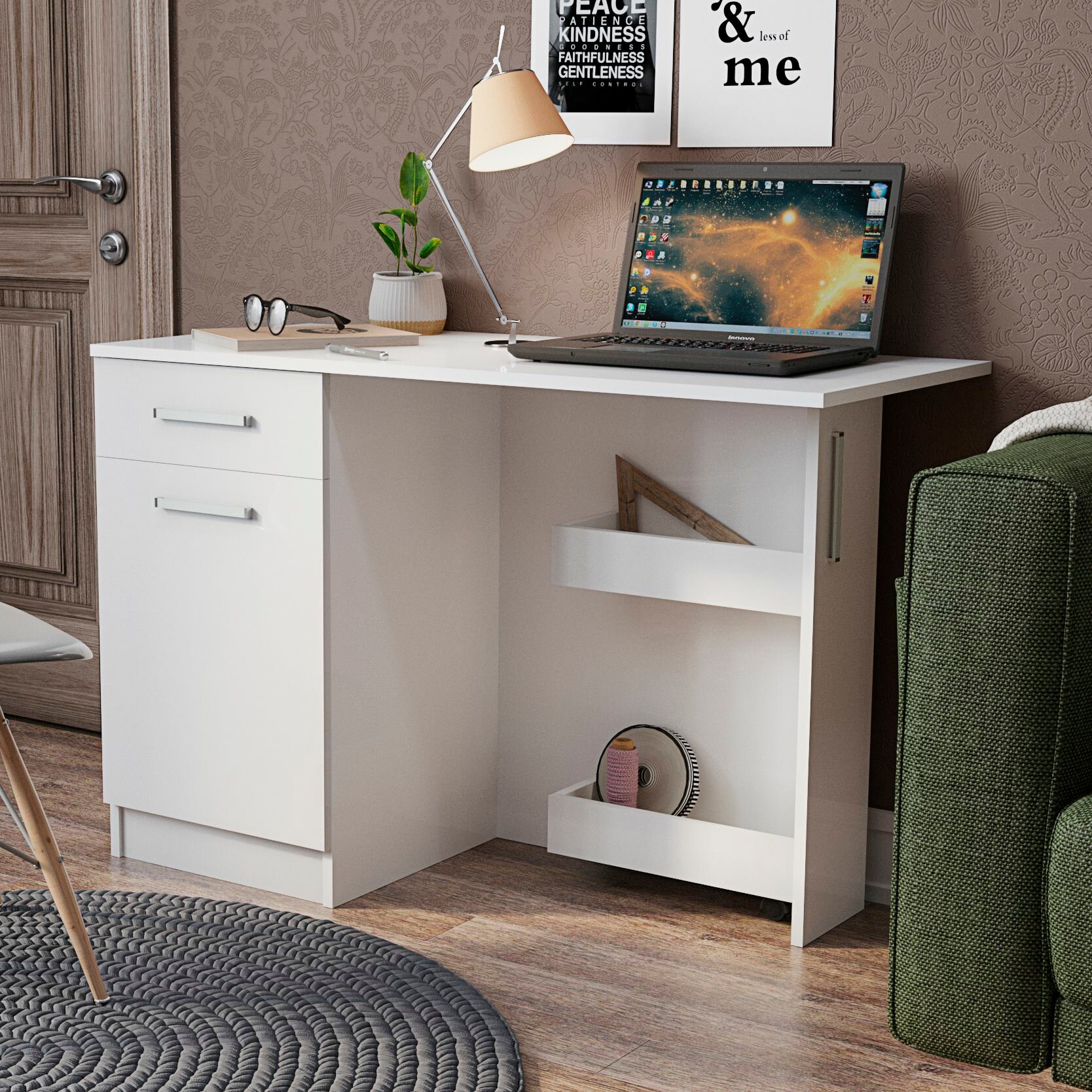 Стол складной от ВНК-Мебель, размер 74*49*60см (в разложенном виде 74*49*110см), цвет Белый